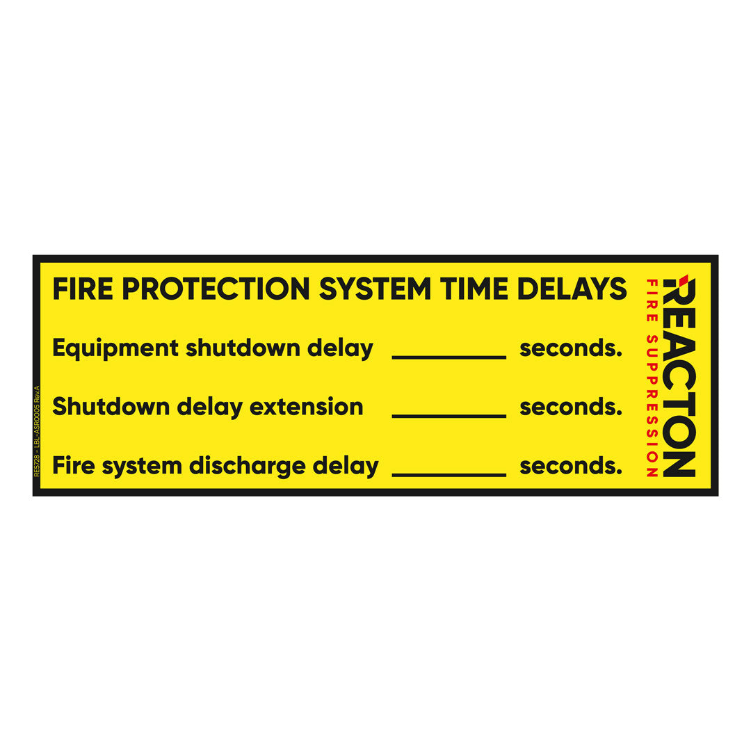 AS Reacton Time Delays Label - RE5728 — Reacton Fire Suppression